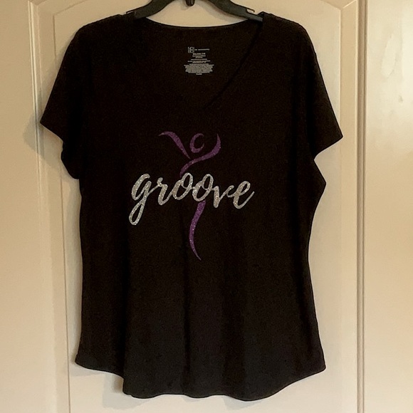 body groove | Tops | Body Groove Logo Glitter Tee Size Lxl | Poshmark